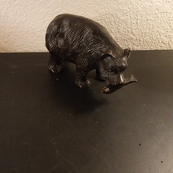 Art | Gorgeous Solid Bronze Cast 8 Bear Hunting Fish Sculpture | Poshmark